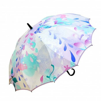 雨が漏れにくいシームレスな生地構造と、16本のグラスファイバー骨で風に強く、花のように広がる美しい骨組みの傘です。※傘生地は濃い色のプリント色から淡い色へ色が移る移行昇華という現象が見られる場合があります。現在の染色技術では完全に防ぐ事がで...