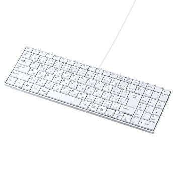 フルキーボードなのに幅345mmとサイズを極限まで小さくした超コンパクトデザイン&スリムなキーボードです。キータッチを楽にするキーボードカーブを採用しています。隣キーとの境界が分かりやすい2段構造のキートップなので、タッチタイピングがしやす...