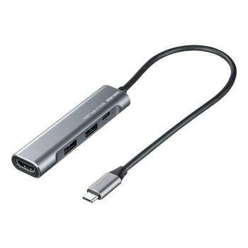 HDMI出力ポートは、USB Type-Cポートを搭載し、Display Port Alternate Modeに対応している機器で使用できます。HDMI出力4K/30Hz対応で、ソフトウェアのインストールなしで簡単にマルチディスプレイ環境...