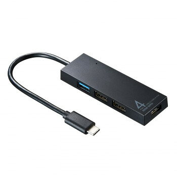 USB Type-Cコネクタ採用で、Type-Cポートを搭載したパソコンなどで使用できます。USB 5Gbps×1ポート、USB2.0×3ポートのコンボハブです。ワイヤレスマウスのレシーバーなどUSB 5Gbpsが必要ない機器と併用するのに...