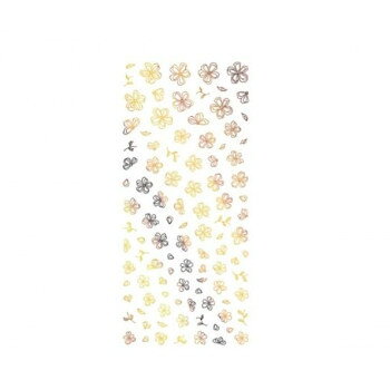 ラフに描かれた線画の花を金箔のシールにしました。ニュアンスネイルに組み合わせると華やかさがプラスされます。ゴールドラインが和柄ネイルにもに合います。サイズ63×127mm個装サイズ：8.8×15×1cm重量個装重量：6g生産国日本fk094...