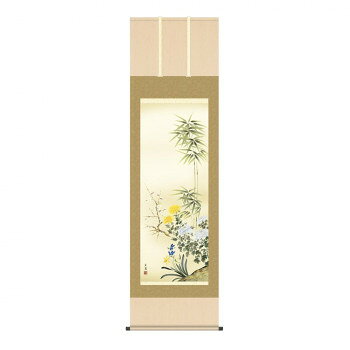 「梅」「竹」「菊」「蘭」という四つの吉祥花は古来、四君子と讃えられ珍重されてきました。その四君子を一堂に描いた吉祥この上ない作品です。※受注生産品のため、ご注文後のキャンセルはお受けできません。サイズ幅54.5×高さ約190cm個装サイズ：...