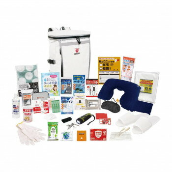 水や汚れに強い素材を使用した大容量リュック入り防災セット。商品区分一般医療機器27B3X00138000001内容量保存水:500ml、カンパン:100gサイズ収納リュック:30×18×47cm個装サイズ：57×42×11cm重量個装重量：...
