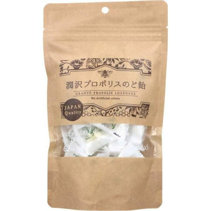 商品情報【内容量】74g【原材料名】砂糖(国内製造)、水飴、プロポリスエキス／酸味料、香料【栄養成分表示】(1袋30gあたり)エネルギー：117kcaLたんぱく質：0.0g脂質：0.1g炭水化物：28.9g食塩相当量：0.0g【保存方法】高...