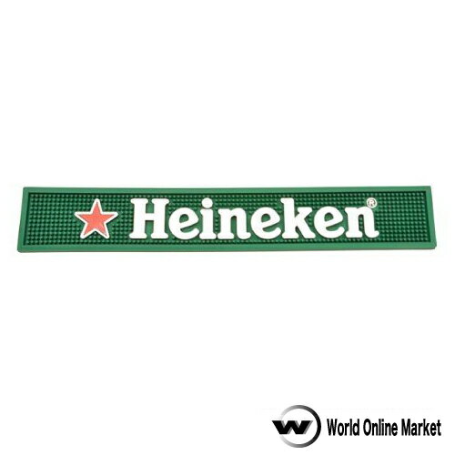 ハイネケンのバーマットです。 グラスはもちろん、ちょっとしたおつまみなんかにも合います！ サイズ：約53×9×1cm 素材：ラバー