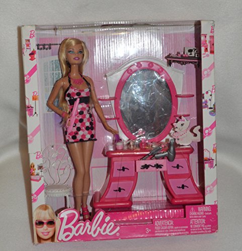 【商品名】Barbie Glam! Doll & Play Set Pink Dressing Room by Barbie 【カテゴリー】おもちゃ：きせかえ人形・ハウス【商品詳細】 Barbie Glam! Doll & Play Set...