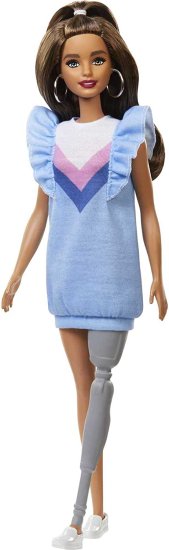 【商品名】Barbie 3-8歳のセータードレスとアクセサリーを着た長いブルネットの髪と義足の義足を備えたバービーファッショニスタドール121Barbie Fashionistas Doll 121 with Long Brunette H...