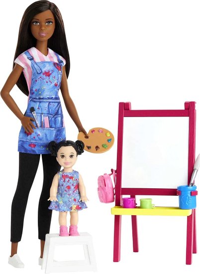 【商品名】Barbie ブルネット人形、幼児人形、おもちゃアートピースでバービーアートの先生プレイセットBarbie Art Teacher Playset with Brunette Doll, Toddler Doll, Toy Art...