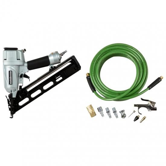 【商品名】 Metabo HPT 仕上げネイラーバンドル | 15 ゲージ | NT65MA4 + Metabo HPT エアコンプレッサーアクセサリキット | ポリ 50 フィート x 1/4 インチエアホース（アクセサリ付き） | 10...