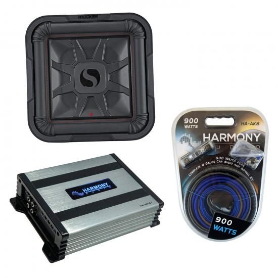 【商品名】Harmony Audio Kicker 46L7T124 カーオーディオ L7T シャローマウント 12インチ サブスクエア L7 サブウーファー L7T12 バンドル、Harmony HA-A400.1 アンプ & アンプキッ...