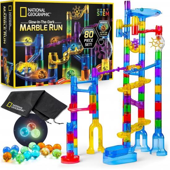【商品名】National Geographic ナショナルジオグラフィック 光るマーブルラン ? 暗闇で光るガラスビー玉15個と収納バッグ付き組み立てセット、男の子と女の子へのSTEMギフト、組み立てプロジェクトおもちゃNATIONAL ...