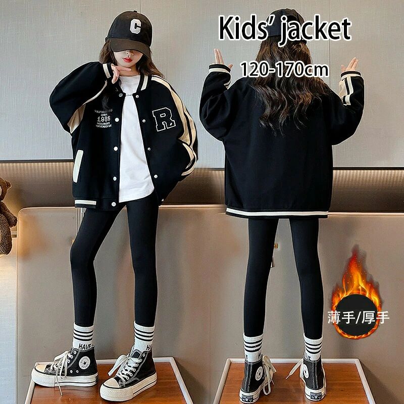 【スペック】商品内容：ラウンドネック＋ジャケット素材：ポリエステル、その他カラー： ブラックサイズ: 120cm 130cm 140cm 150cm 160cm 170cm【おすすめポイント】女の子用秋のアウター、おしゃれと実用性が完璧に融...