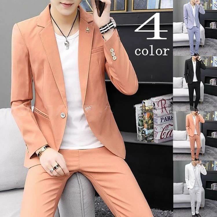 スーツ メンズセット アップサマー スーツ おしゃれ サマージャケット テーラード 長袖 スキニーパンツ 上下 カジュアル 紳士服 無地 春秋 夏用（suit139） 男性用 ブレザージャケット スラック ススリム 洋服 薄手 カジュアル ...