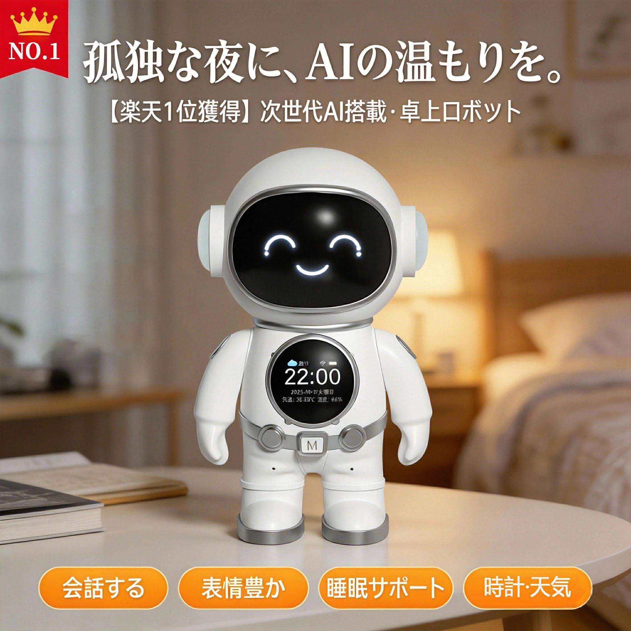 ★ 楽天ランキング第1位獲得 ★ スマホ不要！声だけで世界と繋がる次世代AI搭載・卓上ロボット 【高精度AI】 ChatGPT対応・Whisper AI搭載で2秒高速応答 【感情表現】 生命感あふれる6つの表情でリアクション 【便利機能】 ...