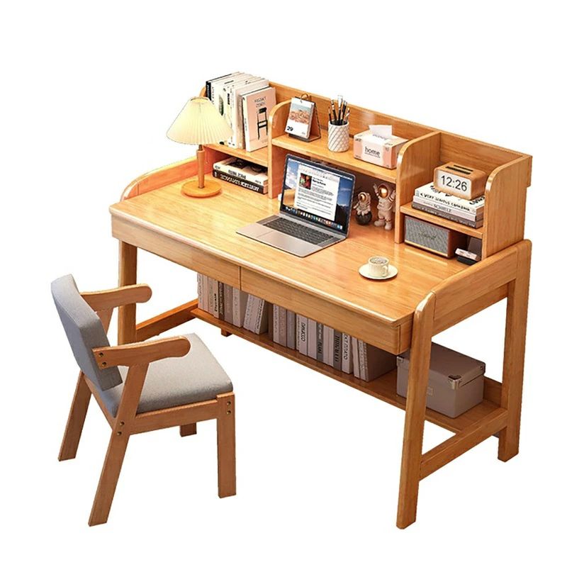 商品情報： 名前: 大型学習テーブル、引き出し付き作業テーブル、収納デスク、大型デスクトップ読書テーブル サイズ：長さ100/120×幅60×高さ105cm 材質：無垢材 色: 木の色/クルミ色 (オプション) 該当するシナリオ：勉強、仕事...