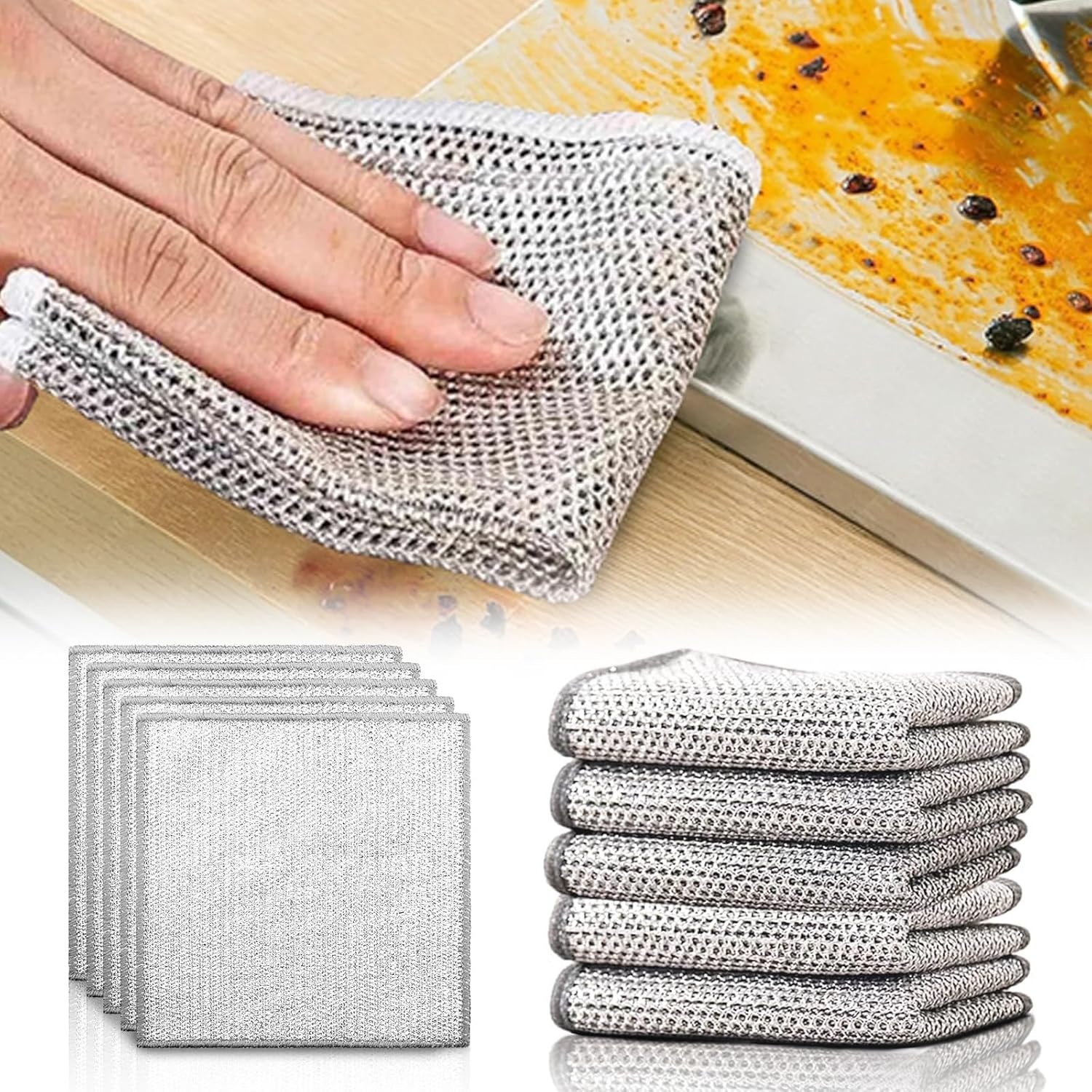 【商品コード】：y813595 【カラー】 シルバー シルバー【5枚】、シルバー【10枚】、シルバー【15枚】 原産国 : 中国 【この商品について】 竹炭キッチンクロス、優れた吸水性、油汚れ対策、耐久性、マイクロファイバー+リバーシブル仕...