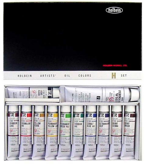 【ホルベイン　油絵具シリーズはこちら】 油絵具は顔料をポピーオイルやリンシードオイルなどの植物油で練った絵具です。 この油が空気に触れて酸化することで絵具が固まります。 油絵が描いてすぐに乾かないのは、このような化学変化がゆっくり進むためで...