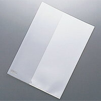 2倍サイズの書類が入る見開きタイプ。 ■規格：B5（B4・2ツ折） ■寸法：194mm × 271mm ■収容枚数：コピー用紙30枚 ■材質：ポリプロピレン（生地厚0.2mm）　