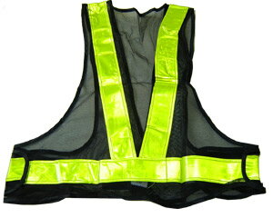 用途は様々！ ウォーキング、ワンちゃんの散歩、工事現場、夜間の配達仕事などなど・・・ 安全反射ベスト BS-1250-Y ●材質 　メッシュ：ナイロン 　プリズム：塩化ビニール ●サイズ 　フリーサイズ 　マジックテープ付き