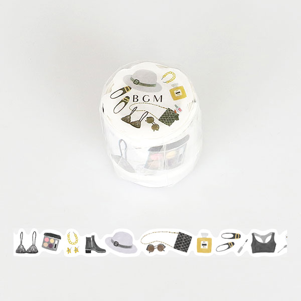 イラストにあわせて型抜きされた幅広マスキングテープです。 ●サイズ：幅30mm×5m ●素材：和紙 【注意事項】 再剥離性が特長のテープですので、強力に接着したい、しっかり封緘したい、といった用途には向きません。 あらかじめ、ご了承ください。