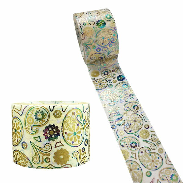 2種類の箔押しのみでデザインされたキラキラなマスキングテープ。 1回貼っても貼り直しができるので、ラッピングやデコレーションに最適。 ●サイズ：27mm×3m 【注意事項】 再剥離性が特長のテープですので、強力に接着したい、しっかり封緘した...