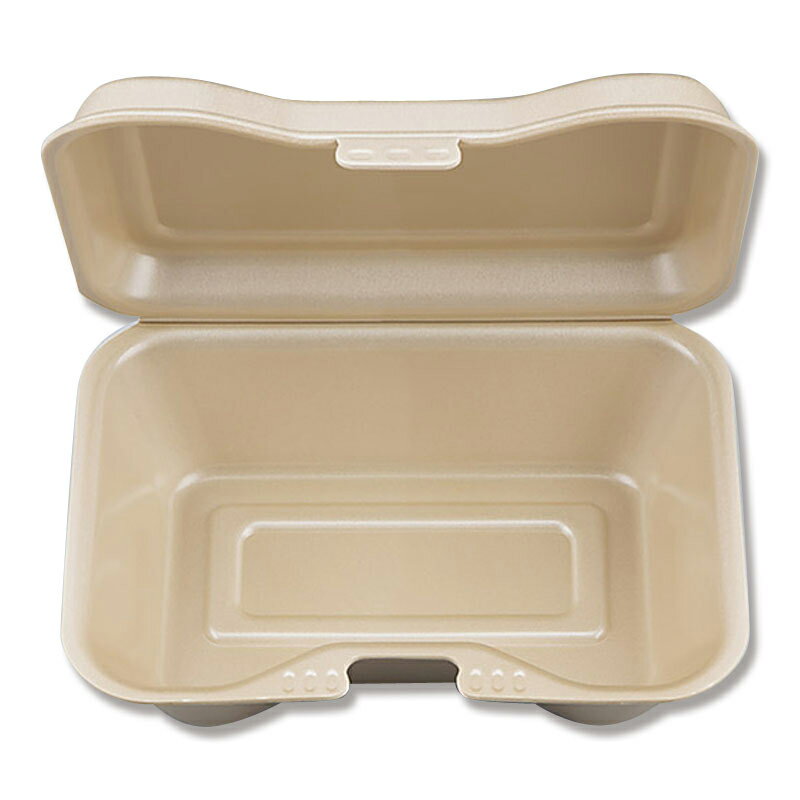 蓋がワンタッチで閉まる発泡タイプのランチBOX！ケータリングやランチボックスにおすすめの食品容器です。●電子レンジ使用不可●オーブン使用不可●耐油性：なし●耐熱温度：85℃●ごはんの容量：約200g●入数：50枚サイズ：外寸：183×135...