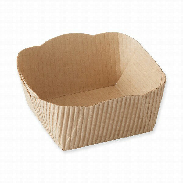 パウンドケーキにぴったりのトレーです。片面をE段加工していますので軽くて強度があり、焼き型も不要です。●電子レンジ使用可●オーブン使用可●耐油性：あり●容量：約200cc●入数：50枚外寸：65×65×高40mm