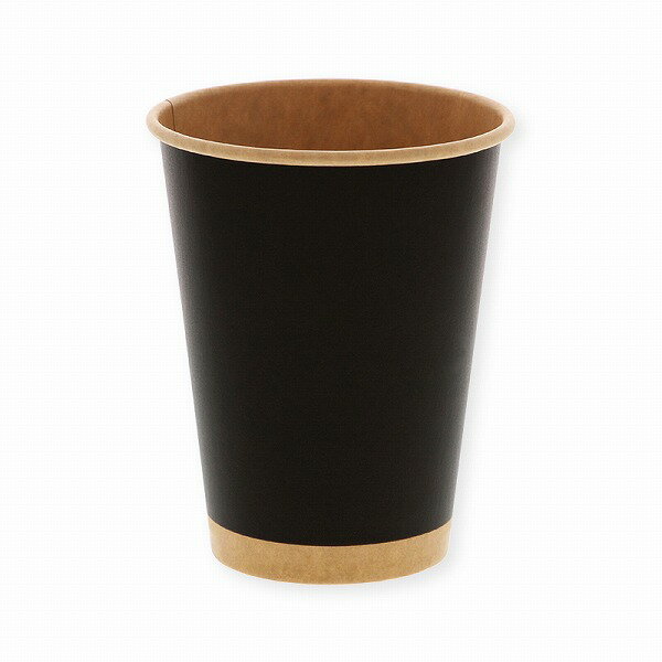 口径90×底径60×高111mmアイス・ホット兼用の紙コップです。両面PEコーティング加工で結露に強いので、特にコールドドリンクにおすすめです。クラフト地にオールマイティなブラックカラー。別売でステイオンタブタイプの飲み口付きリッド「HEI...