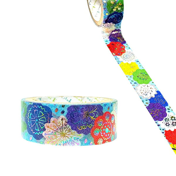 「虹」をモチーフとしたシリーズは、希望や明るく元気な気持ちを 届けたいと思いを込めてデザインしたマスキングテープです。 レインボー箔をあしらったきらぴか仕様がより一層 デコレーションをきらびやかにしてくれます。 ●サイズ：幅15mm×3m巻...