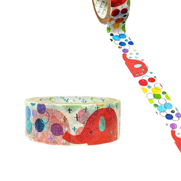 「虹」をモチーフとしたシリーズは、希望や明るく元気な気持ちを 届けたいと思いを込めてデザインしたマスキングテープです。 レインボー箔をあしらったきらぴか仕様がより一層 デコレーションをきらびやかにしてくれます。 ●サイズ：幅15mm×3m巻...