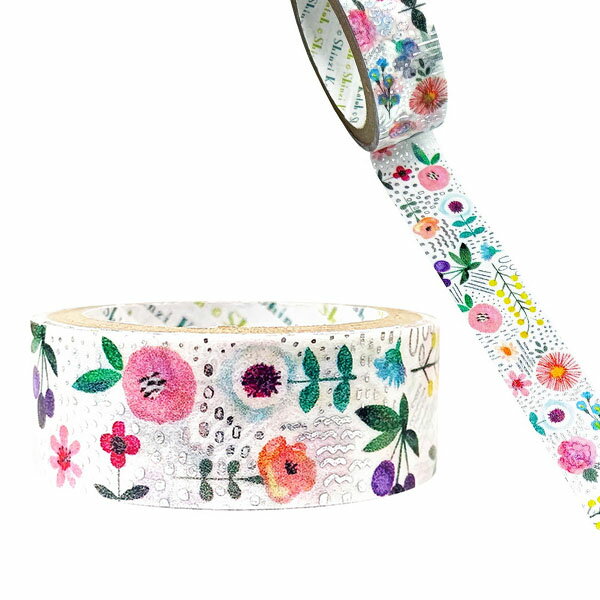 【Shinzi Katoh きらぴかマスキングテープ】 シルバーホログラム箔をあしらったきらぴかなマスキングテープ。 1回貼っても貼り直しができるので、ラッピングやデコレーションに最適。 ●サイズ：15mm×3m ●カラー：シルバーホログラ...