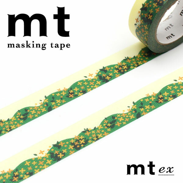 『mt ex』 グラフィックなデザインで描かれたキンモクセイのマスキングテープ。 紙や飾りに、スクラップブッキング等のちょっとしたアクセントにもピッタリです♪ ●1巻入り ●テープサイズ：幅15mm×7m 【注意事項】 再剥離性が特長のテー...