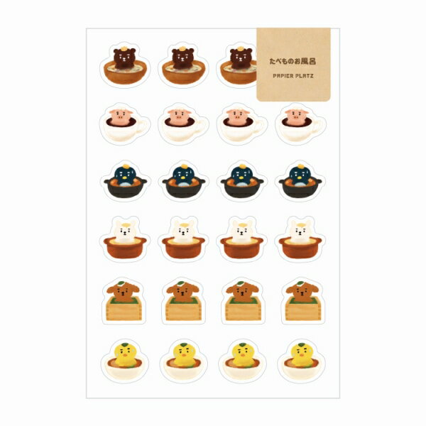 「たべもの×いきもの」シール イラストレーターaoyoshiさんデザイン 食べ物に扮している動物たちが可愛らしいシールです♪ ●内容：1柄1枚入り ●サイズ：100mm×148mm