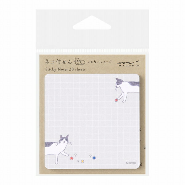 イラストレーターの小泉さよさんによる、やわらかな雰囲気の猫のイラストがかわいい付せん紙。たっぷりのスペースに方眼罫を薄く敷いているので、文字がきれいに書き込みやすく、メモやメッセージにも便利◎ 黒ぶちネコがカラフルなボールで遊んでいる、かわ...