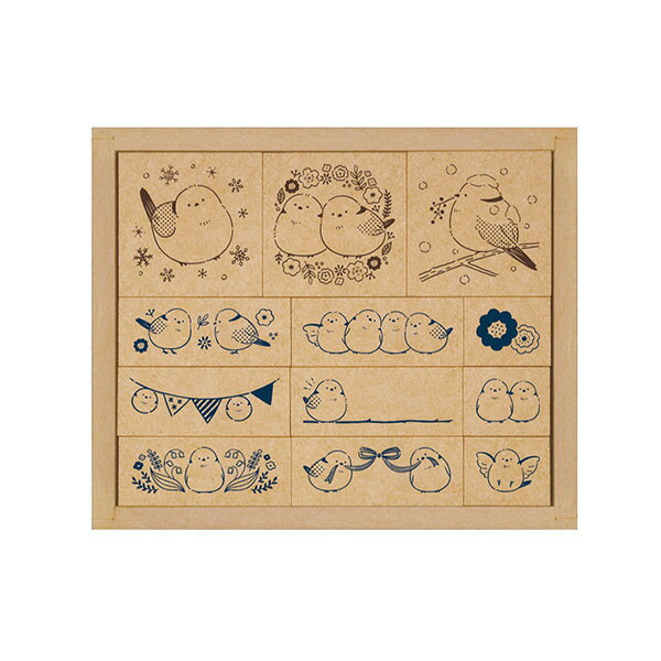 シマエナガのかわいいはんこ12コがぎゅっと一つに。 手帳の日々の記録やノートデコ、手紙、カード、ハンドメイドにも。ゴム印なので好みのカラーで楽しめます。 ●内容：はんこ12個、木製BOX ●はんこサイズ：25×25mm（3個）、30×12m...