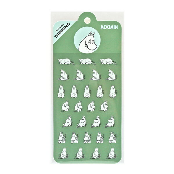 表情豊かなムーミンがシートシールになりました！ 手帳やカードのデコレーションにピッタリです。 シール台紙裏の点線でカットするとメッセージカードとしても使えます。 ●サイズ：横90×縦200mm ●素材：PET
