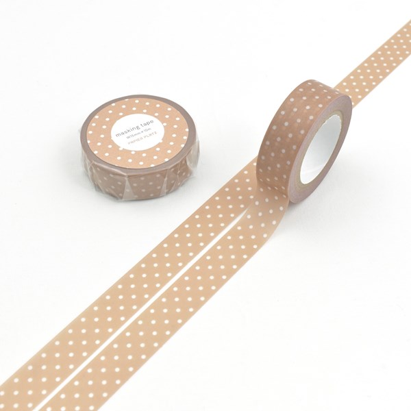 シンプルなドット柄と鮮やかな色の組み合わせがとってもかわいい! PAPIER PLATZオリジナルデザインのマスキングテープです。 手帳デコレーションやプレゼントのラッピングに! ●サイズ:15mm×10m ●カモ井製 ●日本製 【注意事項...