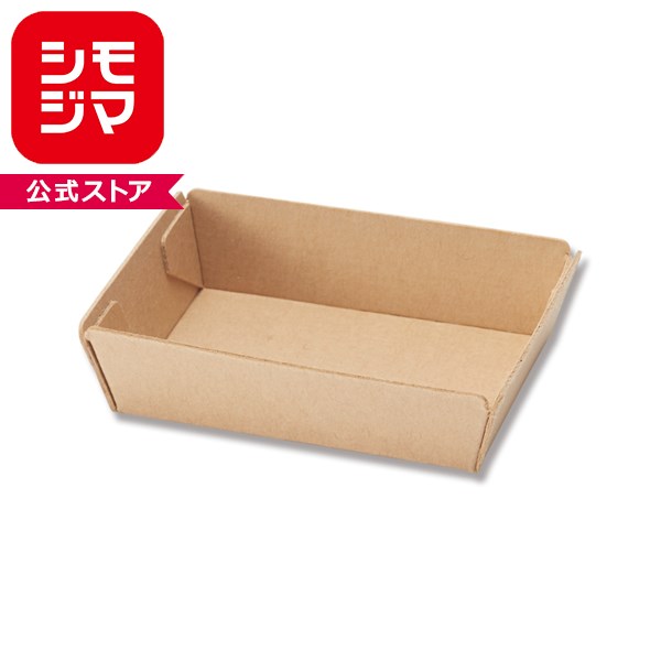 JANコード:4901755033670 シモジマコード:004248330材質:未晒クラフト紙サイズ:内寸:天面80×60/底面70×50/高20mmナチュラルなクラフトテイストのノンフッ素の食品トレーです。試食用の小さいトレーです。成型...