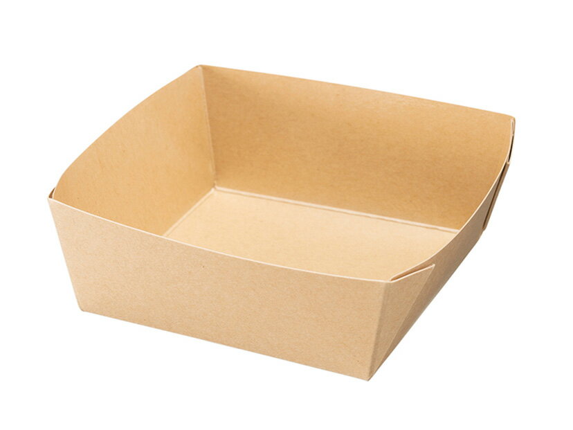 1購入あたりの内容量 ： 100枚［規格］底80×80×H35mm［素材］未晒クラフト＋PET［機能・特徴］クラフト素材の焼成可能な紙製トレーです。内面PET貼り構造のため、油染みがしづらくオーブンやレンジアップにも対応。焼成型だけではなく...