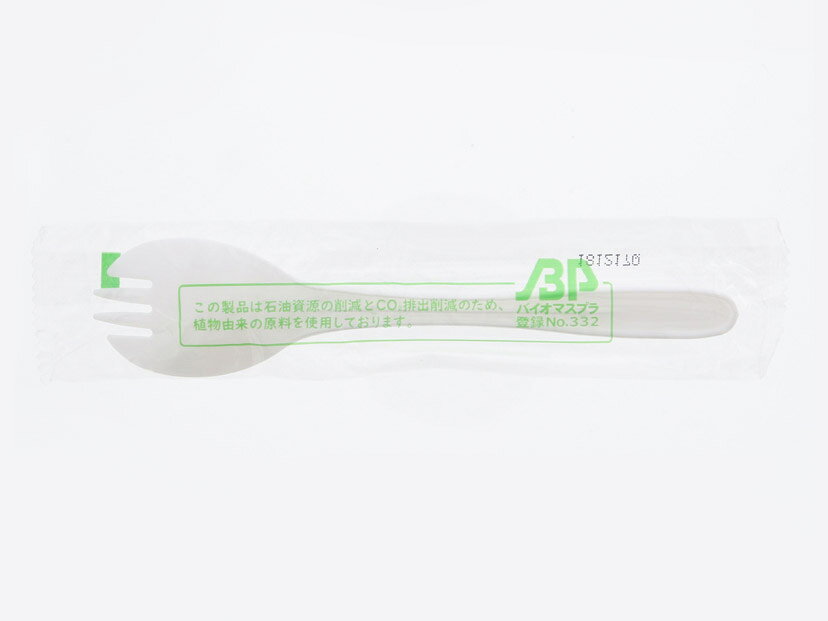 1購入あたりの内容量：1袋［機能・特徴］植物由来のバイオマスプラスチックを25％配合した環境に配慮したカトラリー。［規格］ W36×L160mm ［素材］ PS(バイオ度25％)［外寸］ W36×L160mm