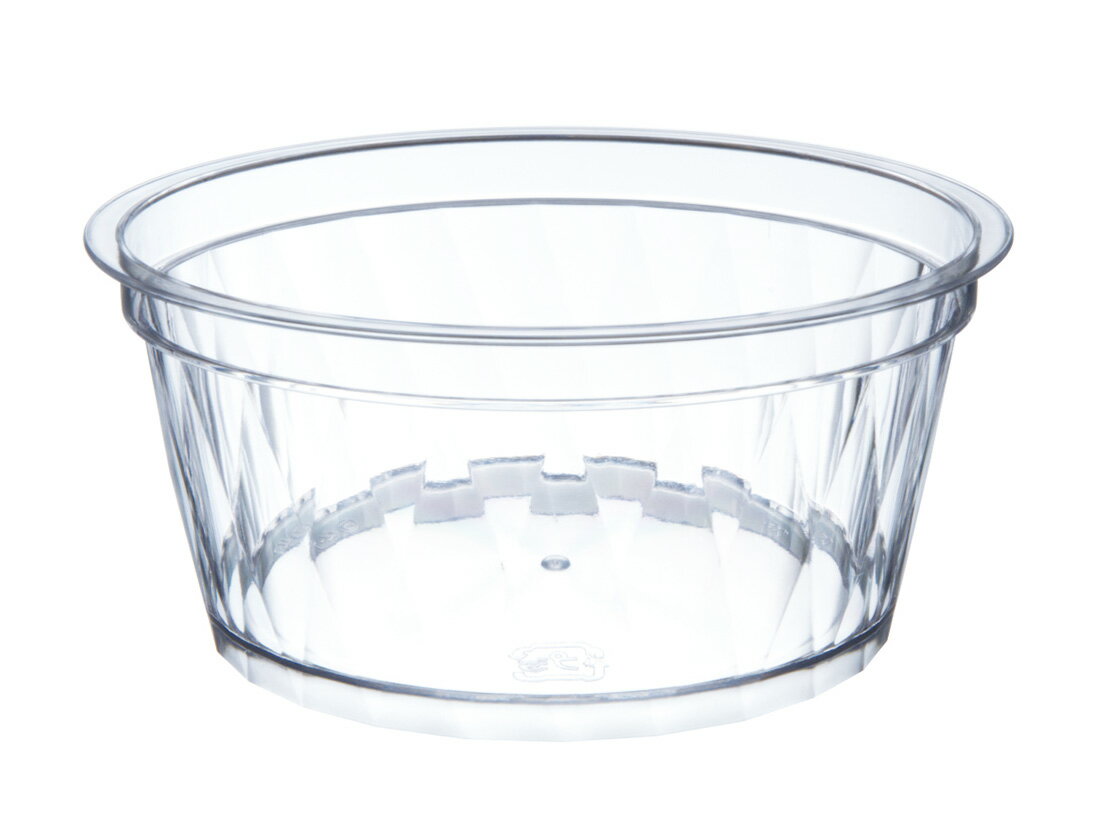 1購入あたりの内容量　：　25個［規格］ 直径88×H40mm ［容量］ 145cc［素材］ プラスチック(PS)［機能・特徴］透明度の高いカップです。ダイヤカットで、ゼリー、ムース、カップ寿司などにもおすすめです。※蓋は別売りです。適合商...