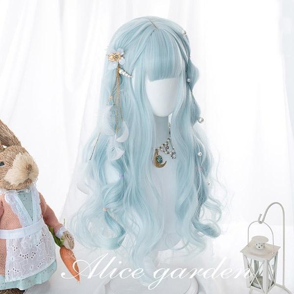ウィッグ ロリータ 原宿風 ロングウィッグ かつら 巻き毛 ぱっつん前髪 パーマ 水色 コスプレウィッグ 長髪 耐熱ウィッグウィッグ ロリータ 原宿風 ロングウィッグ かつら 巻き毛 ぱっつん前髪 パーマ 水色 コスプレウィッグ 長髪 耐熱...