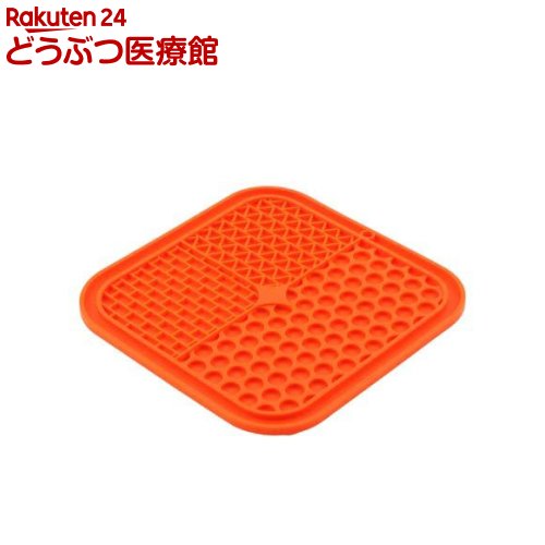 お店TOP＞生活雑貨＞給餌＞食器＞スローフィードマット スクエア オレンジ (1個)【スローフィードマット スクエア オレンジの商品詳細】●動物の「舐める(Lick)」という行為に着目した、水分の多いウェットフードやふりかけパウダーなどに適...