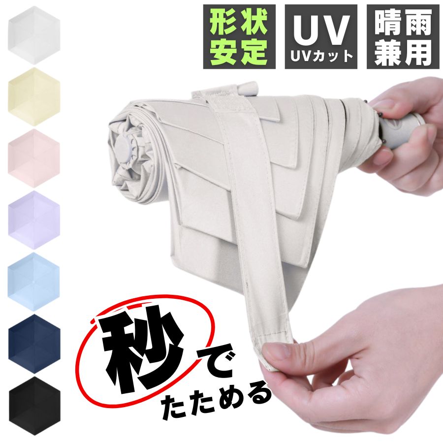 商品詳細仕様 商品名：晴雨兼用傘 カラー：ブラック、ホワイト、イエロー、ピンク、パープル、ライトブルー、ネイビー 傘直径(使用時)：約92cm 長さ(折りたたみ状態)：約25cm UVカット：有 撥水性、耐風、遮光、遮熱：あり 開閉方法：ワ...