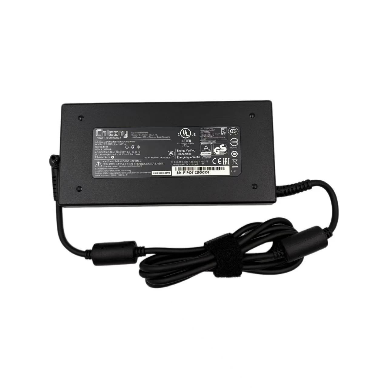 商品名 Chicony 150W 薄型電源アダプター 型番 A14-150P1A OUTPUT 19.5V 7.7A 対応機種一部 GALLERIA GCR1650NF DCコネクタ 丸型 外径約5.5mmФ　内径2.5mmФ 保証 1 年...