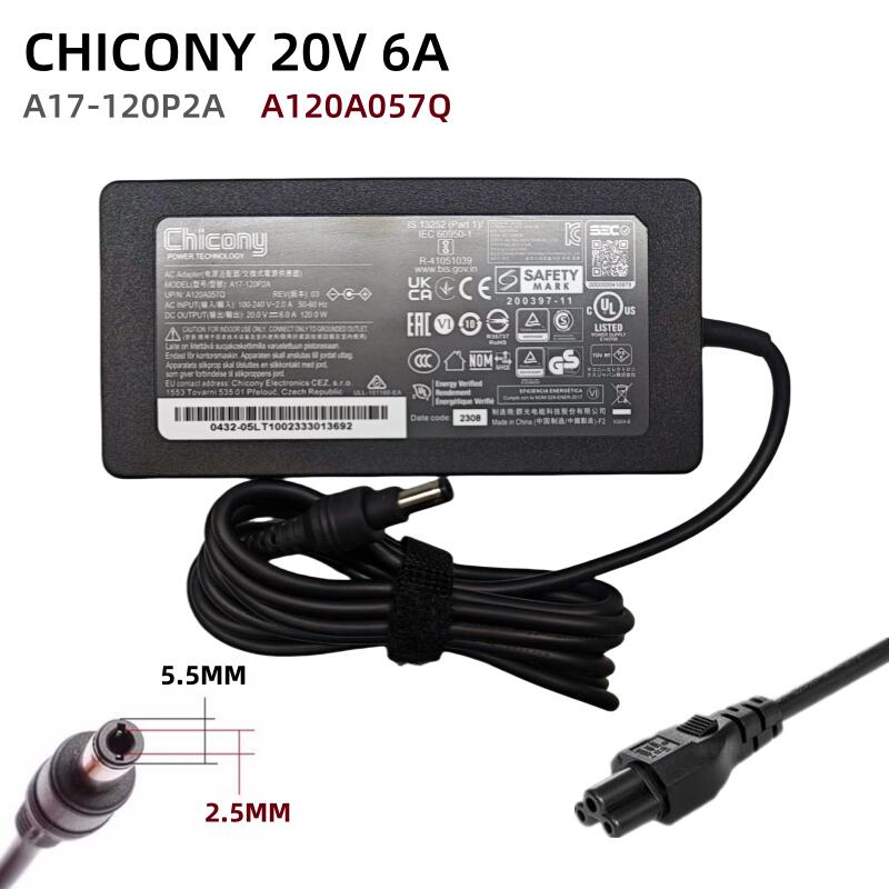 商品名 Chicony 120W AC電源アダプター 型番 A17-120P2A 通用型番:A12-120P1A A17-120P1A PA-1121-76 ADP-120VH D OUTPUT 20V 6A 対応機種一部 Intel Nu...