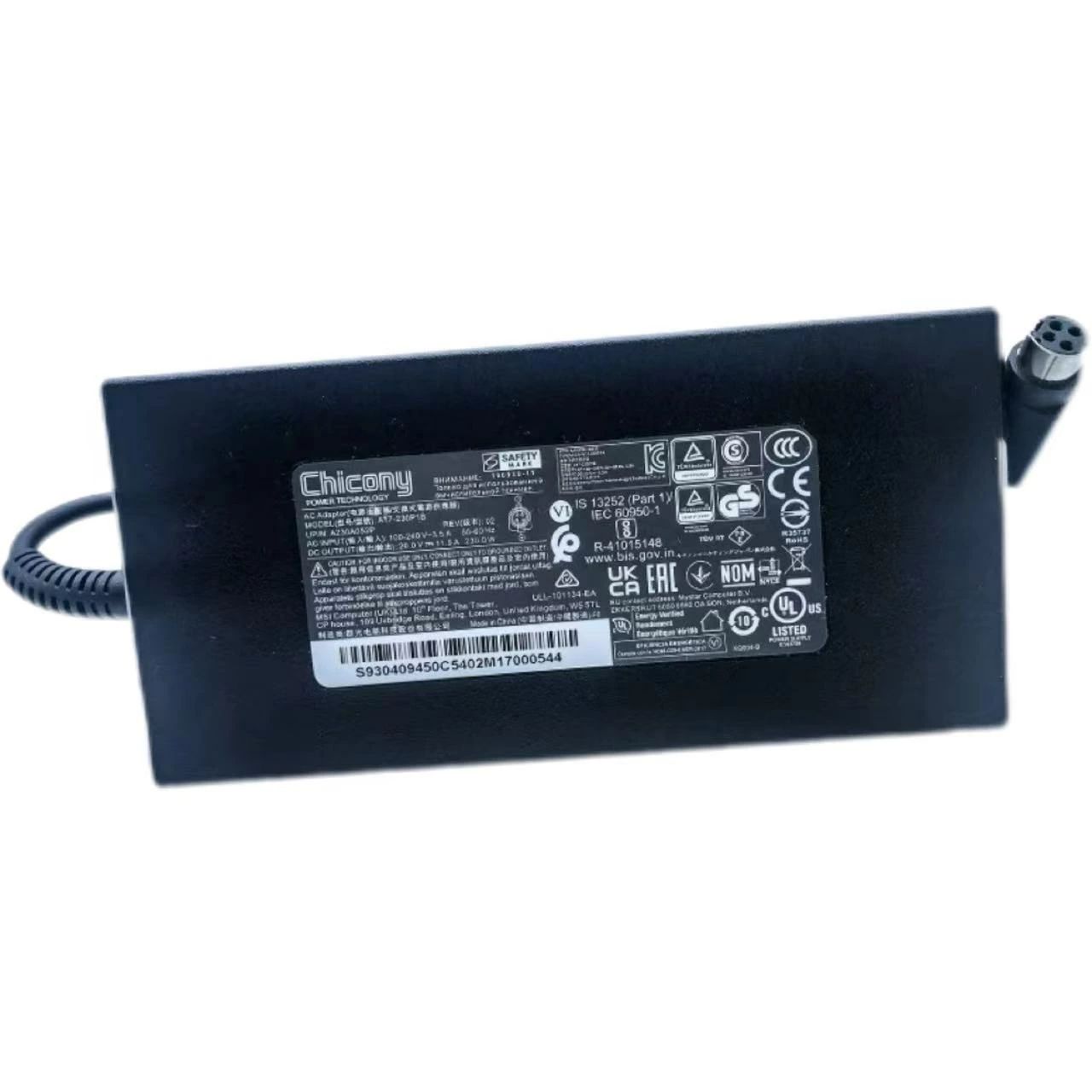 商品名 Chicony 230W 電源アダプター 型番 A17-230P1B A12-230P1A OUTPUT 20V 11.5A DCコネクタ 丸型 4P P1&4 対応機種一部 MSI GT76 Titan DT RTX 2080 i...