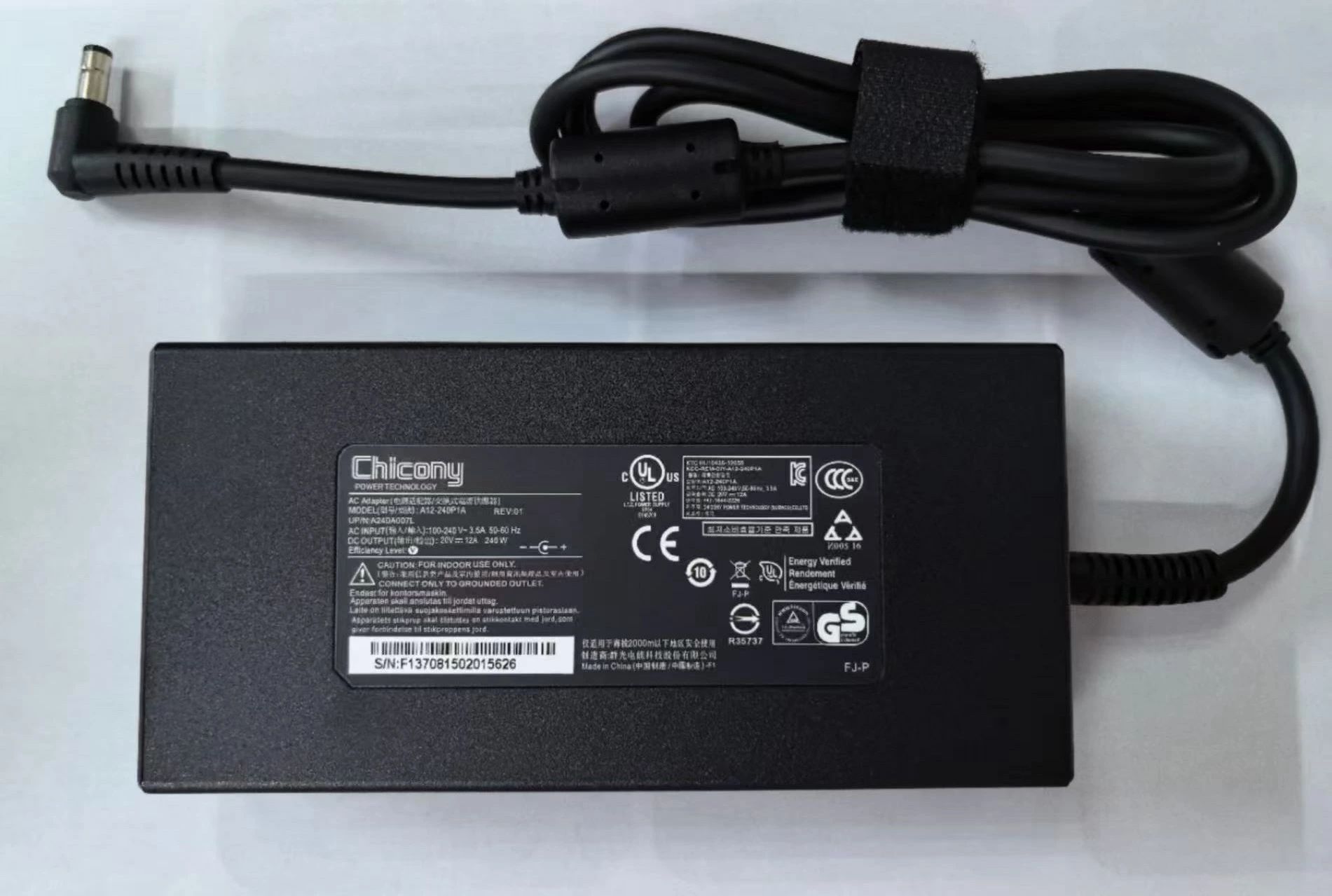 商品名 Chicony 240W AC電源アダプター 型番 A12-240P1A OUTPUT 20V 12A 対応機種一部 MSI Delta 15 Katana-GF66-12UGS-042JP Katana-GF66-12UGS-04...