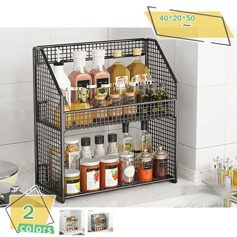 メイン素材：炭素鋼サイズ：幅40cm*奥行き20cm*高さ50cmサイズ重量は測定誤差や個体差がある場合があります。【安定感や耐荷重もよく】調味料ラック堅固丈夫で、耐荷重に優れて、安定性が一層向上されます。調味料 収納重さは軽量で、掃除をす...