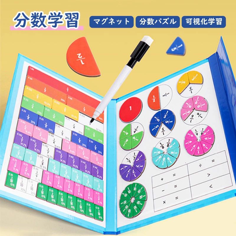 商品仕様商品名：分数学習本主要な材質：紙重量：0.5kg推薦年齢：三歳以上サイズ：22*1.5*18cm